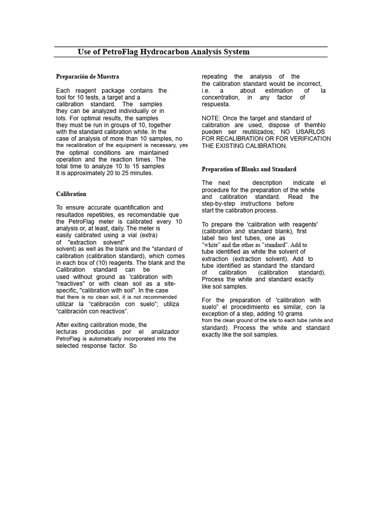 PetroFlag Hydrocarbon Analysis Guide | PDF | Calibration | Menu (Computing)