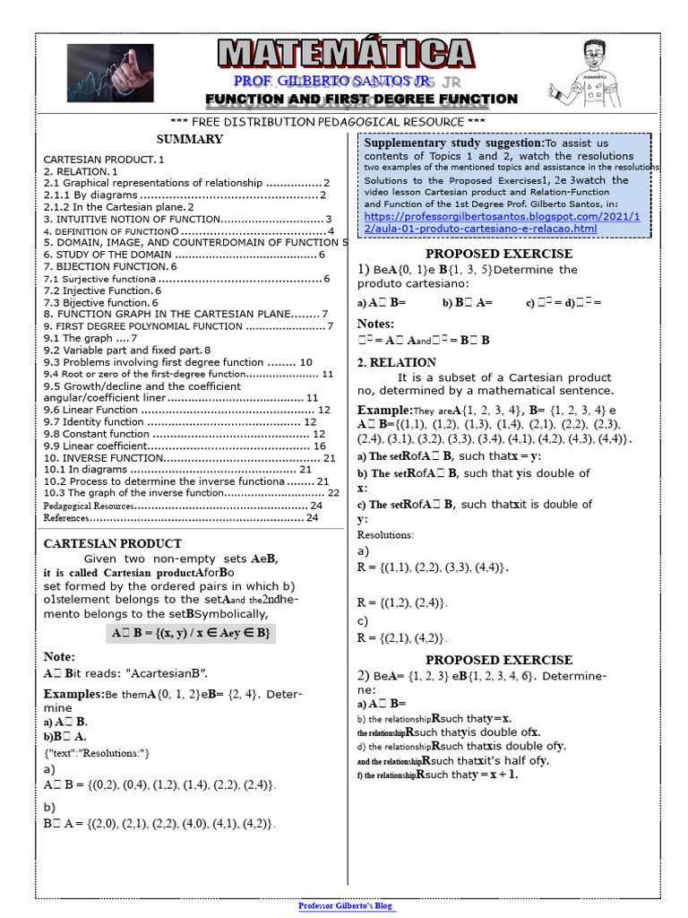 First Degree Functions and Relations Guide | PDF | Function ...