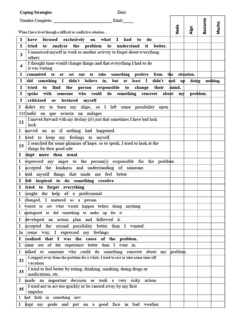 Lazarus Coping Scale | PDF | Psychological Concepts | Psychology
