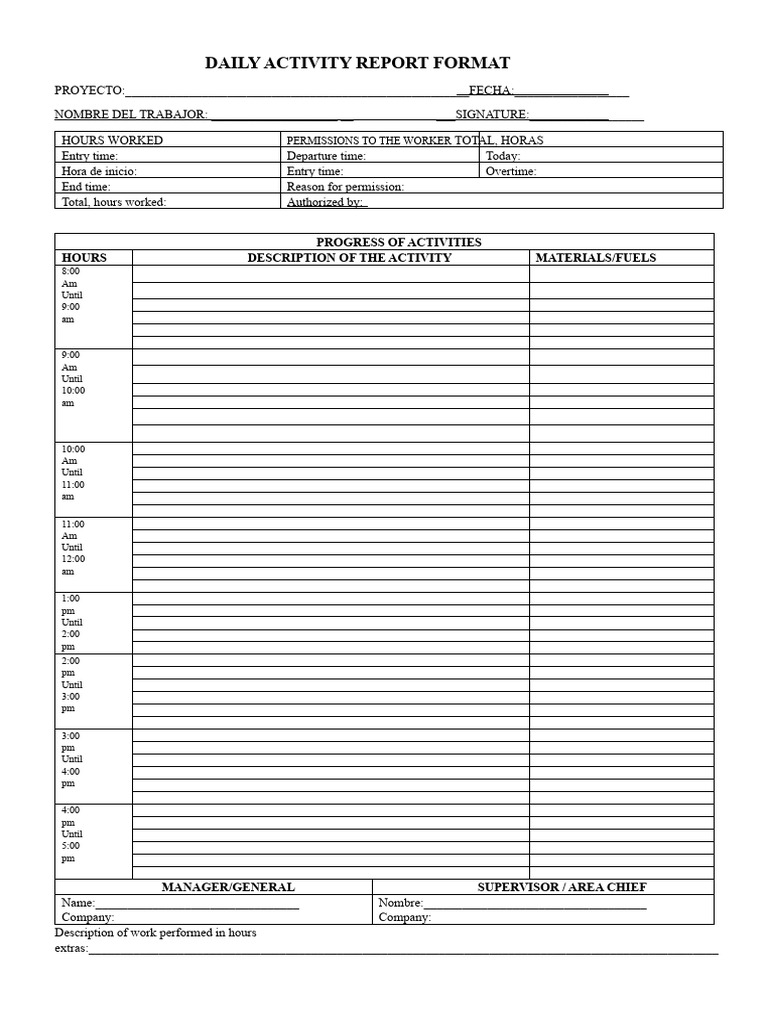 Daily Activities Report Format - Violet | PDF