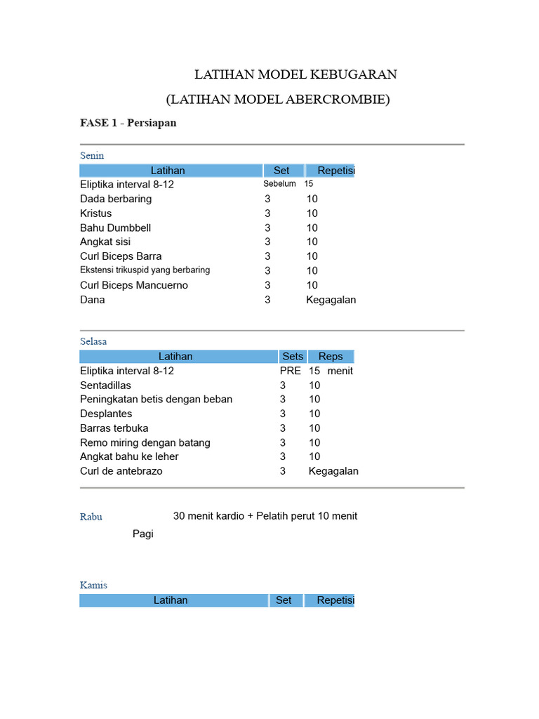 Latihan Model Kebugaran | PDF