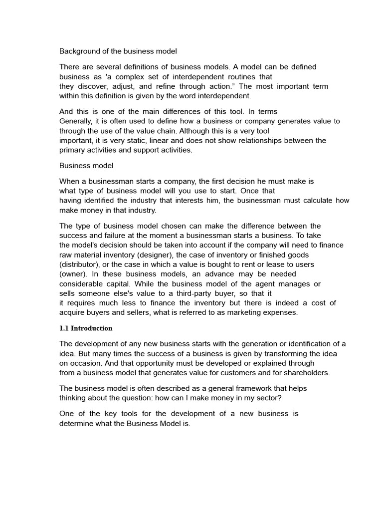 Background of The Business Model | PDF | Business Model | Venture Capital