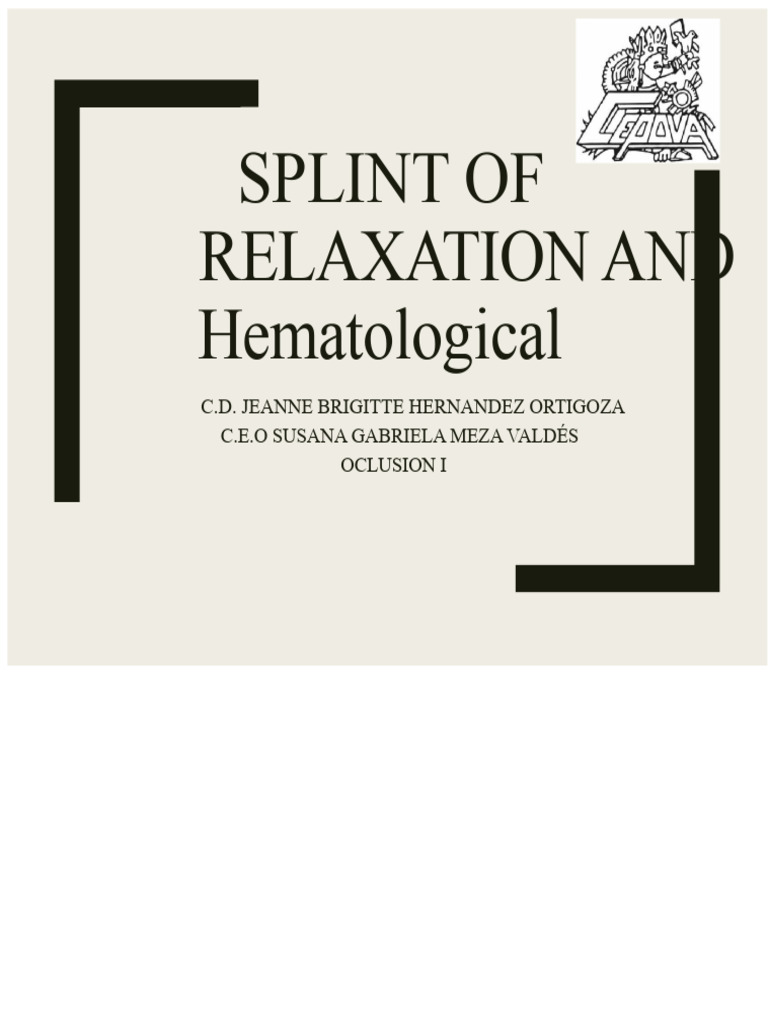 Relaxation and gnathological splint Occlusion 1 | PDF | Dental Anatomy