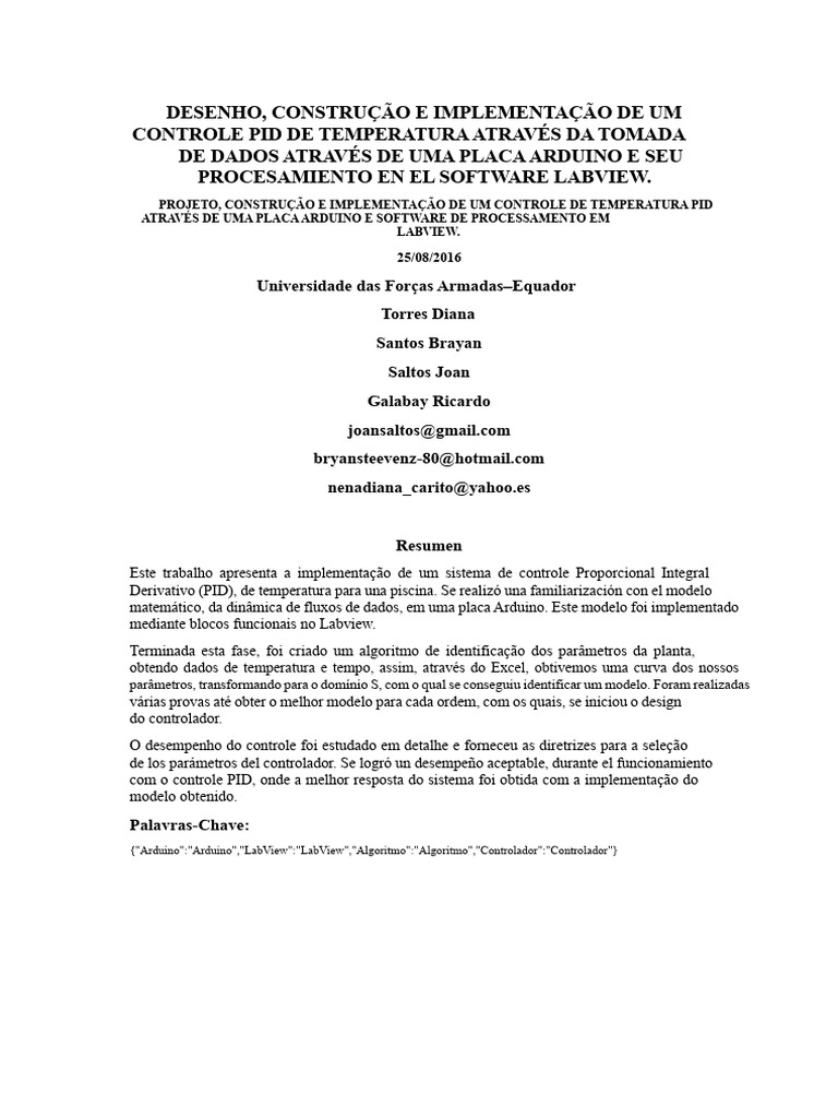 Controle PID de temperatura com arduino | PDF | Arduino | Temperatura