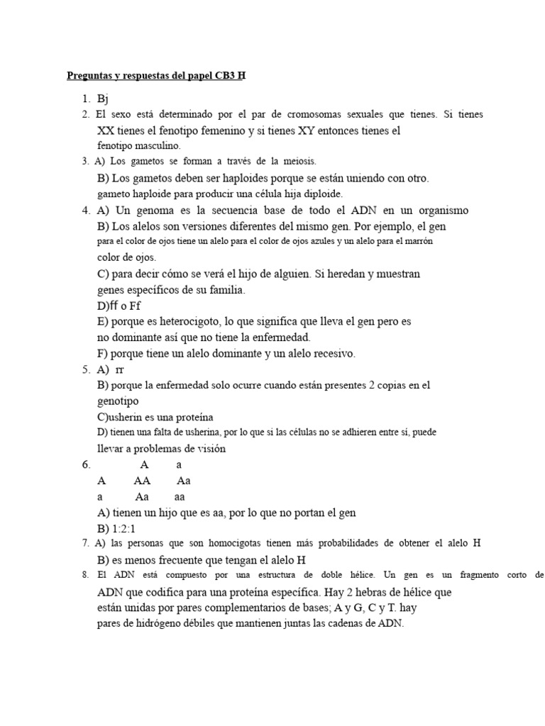 Preguntas y Respuestas Del Examen CB3 H | PDF