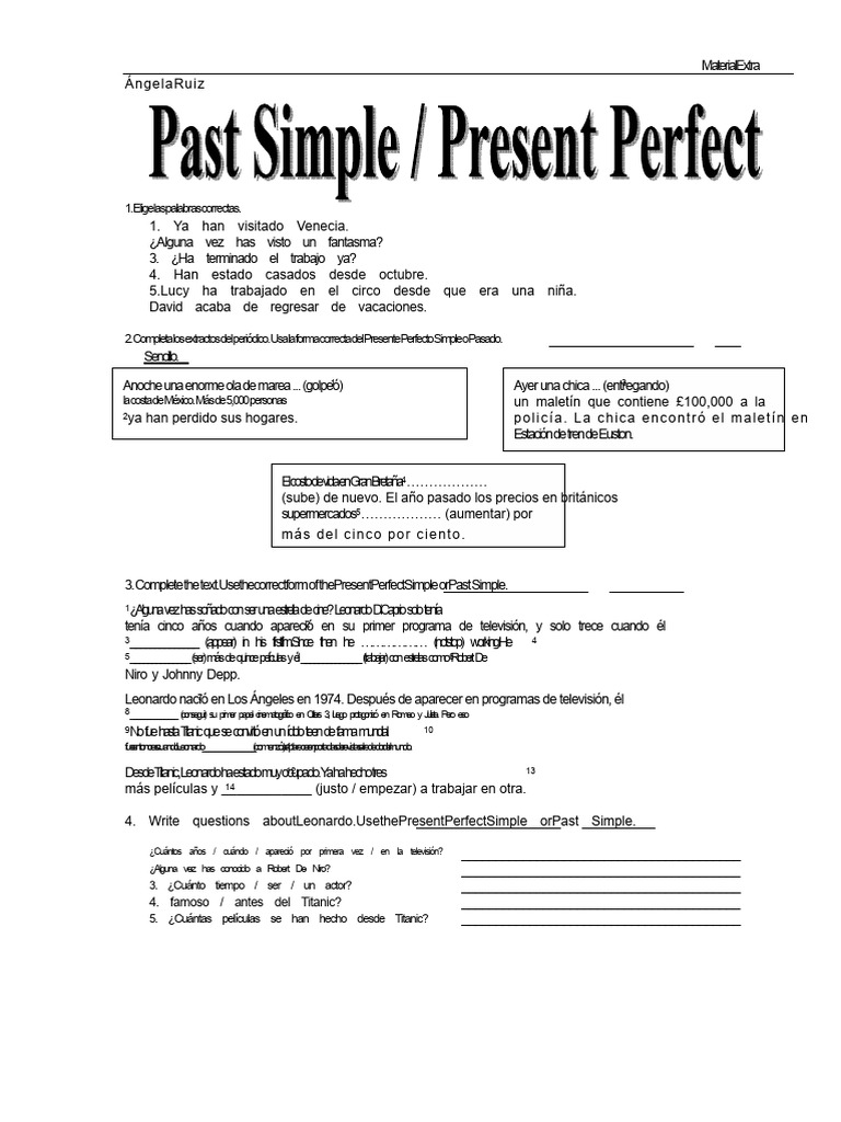 Ejercicios de Pasado Simple y Presente Perfecto | PDF