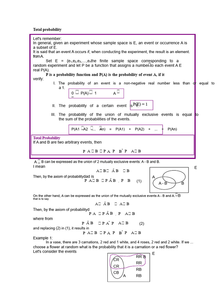 Total and Conditional Probability | PDF | Probability | Function (Mathematics)