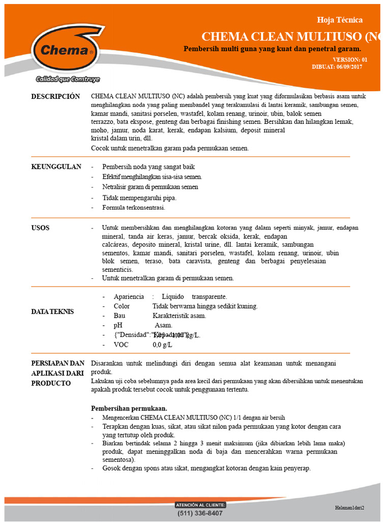 HT Chema Clean Multiuso (NC) V01.2017 | PDF