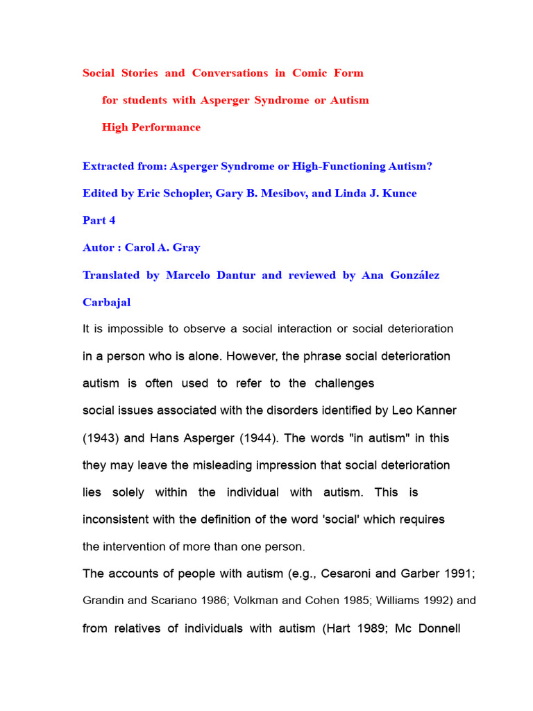 Comic Social Stories for Autism Support | PDF | Autism | Information