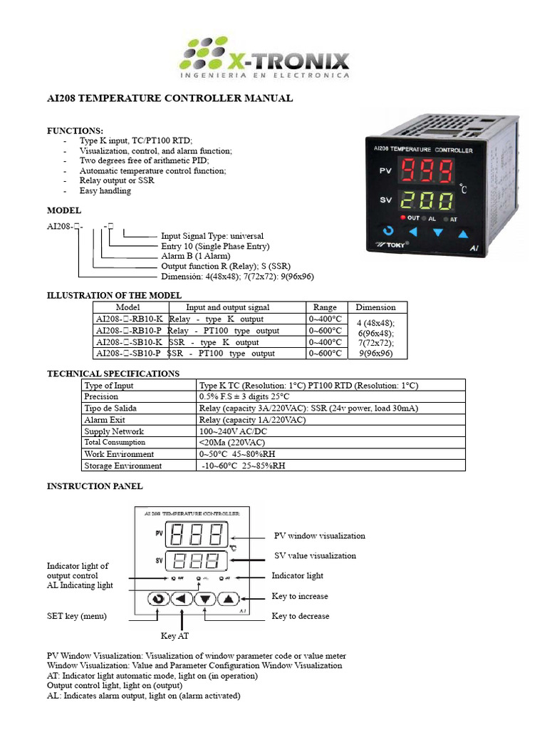 AI208 Temperature Controller Manual | PDF | Electrical Engineering ...