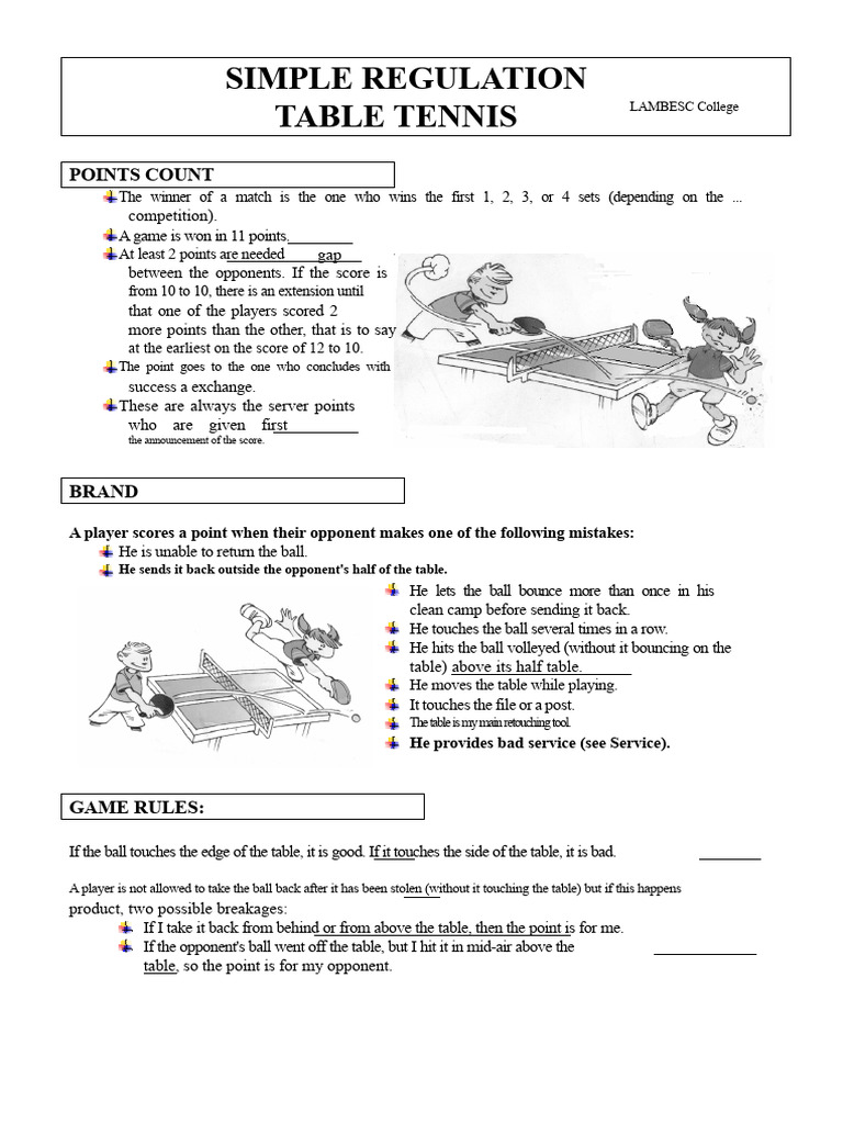 simplified_table_tennis_regulations | PDF | Table Tennis | Sports Rules And Regulations