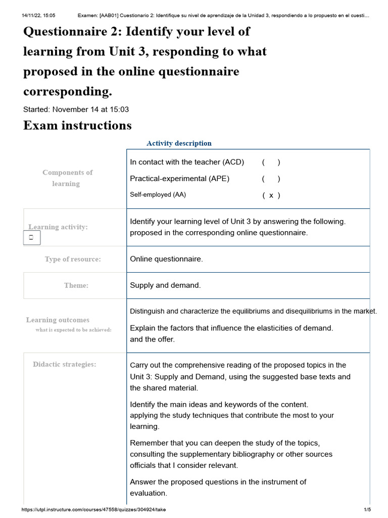 Exam_ [AAB01] Questionnaire 2_ Identify Your Learning Level of Unit 3 ...