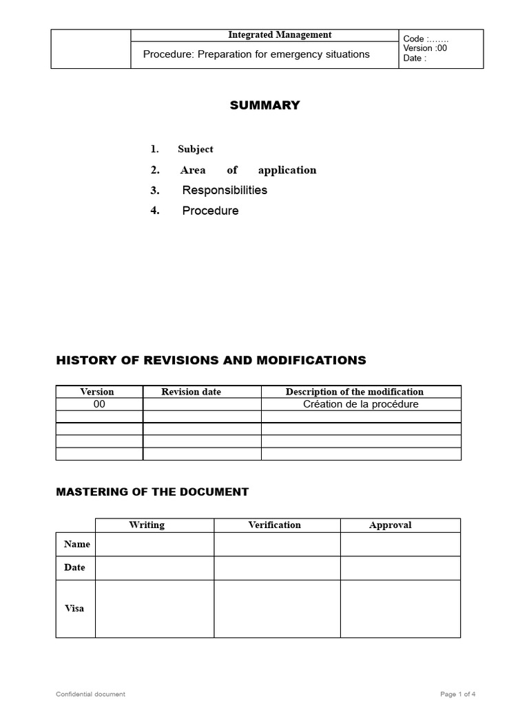 Emergency Situation Preparedness Procedure | PDF | Emergency | Risk