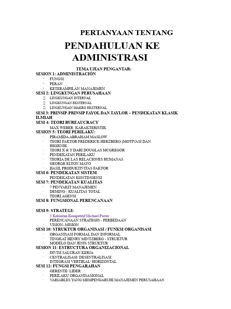 Pertanyaan Tentang Pengenalan Manajemen | PDF