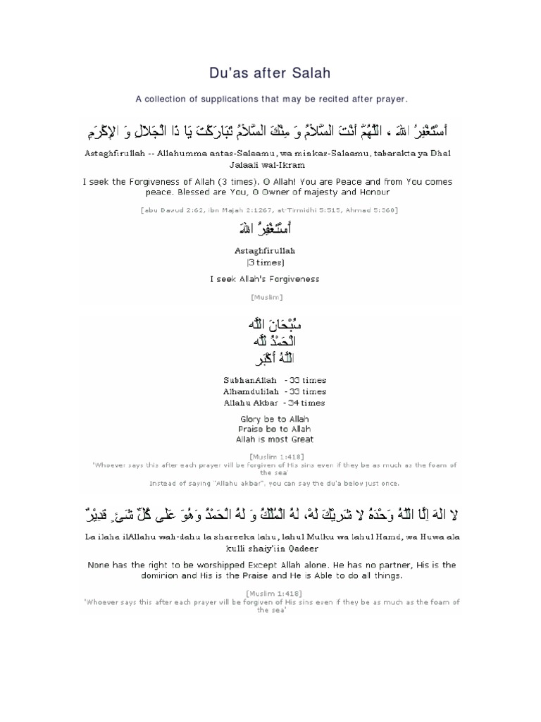Dua After Prayer