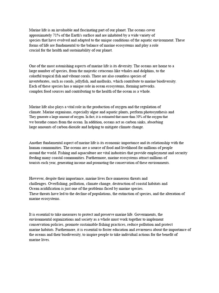 Marine Life | PDF | Oceans | Conservation Biology