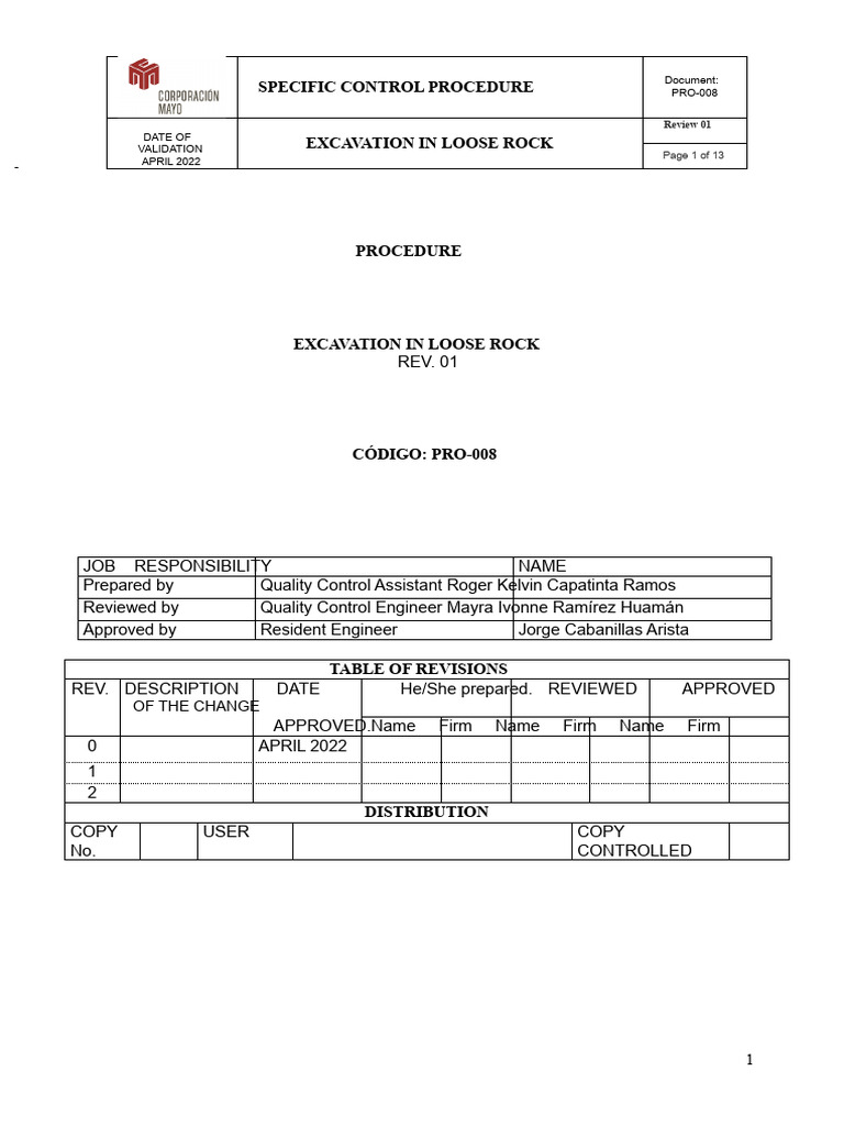 Procedure For Excavation in Loose Rock | PDF | Road | Landslide