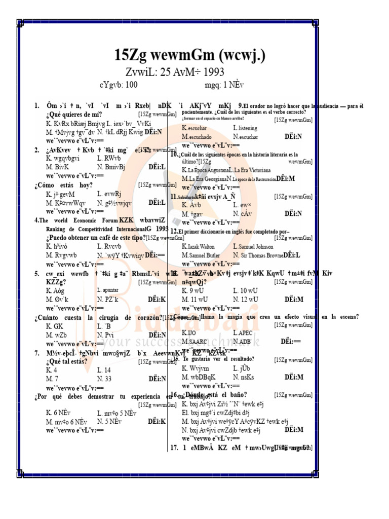 Solución a las preguntas del preli del 15º BCS | PDF