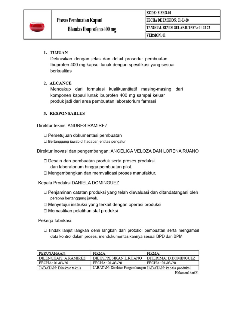 Proses Pembuatan IBUPROFEN Kapsul Lunak 400MG (1) | PDF