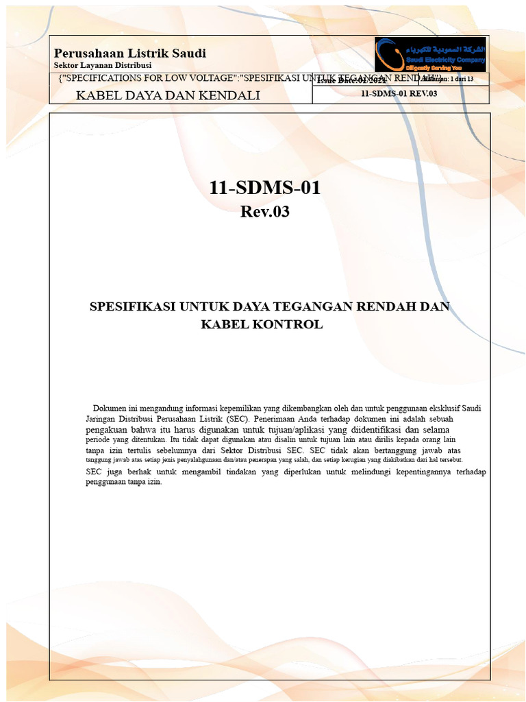 11-SDMS-01 REV.03 Kabel LV_v2-final | PDF