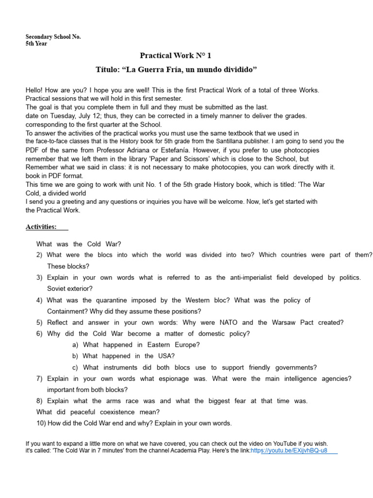 Cold War Overview for 5th Grade History | PDF | Cold War | Communism