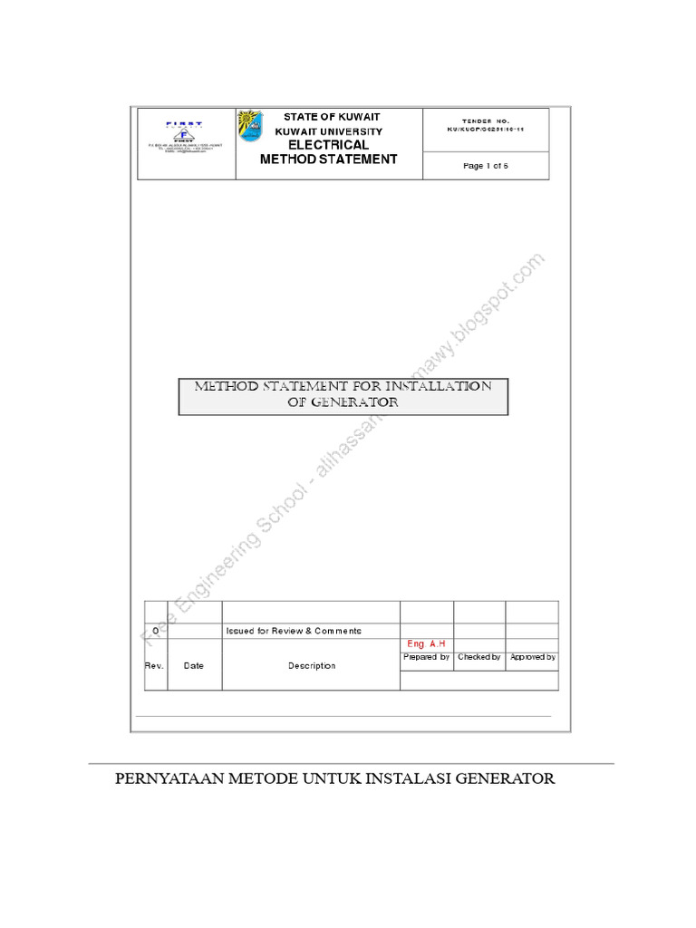 Metode Instalasi Generator Set di Kuwait | PDF