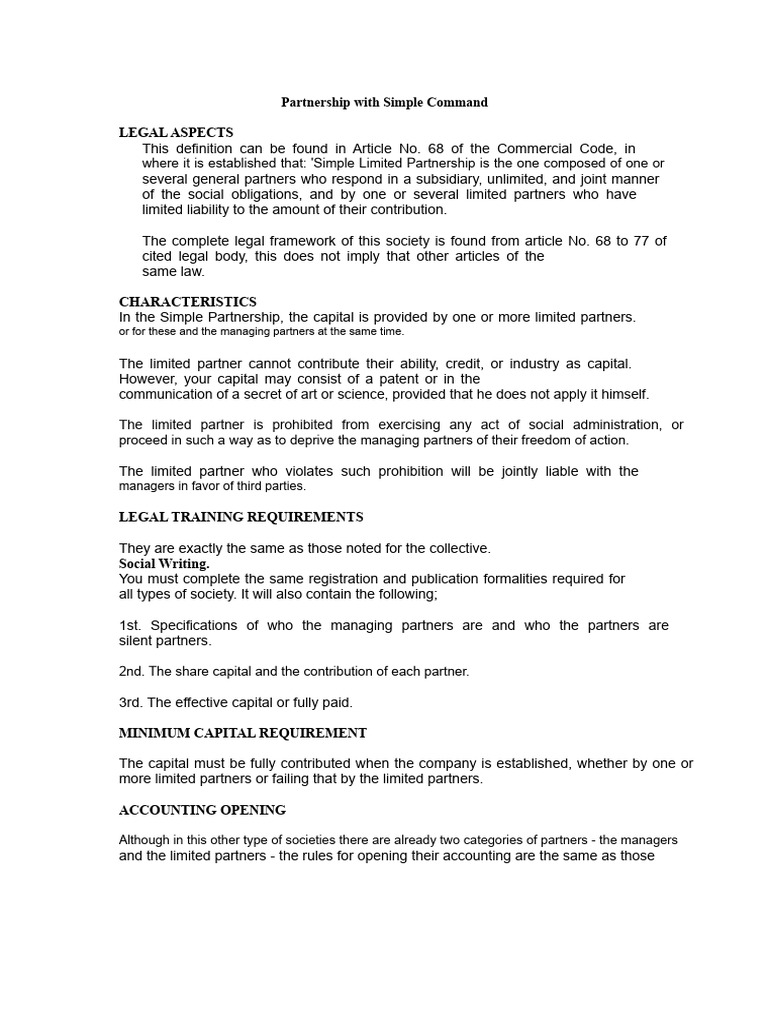 Limited Partnership | PDF | Limited Partnership | Partnership