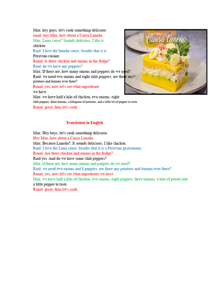 Causa Limeña Recipe Ingredients Guide | PDF