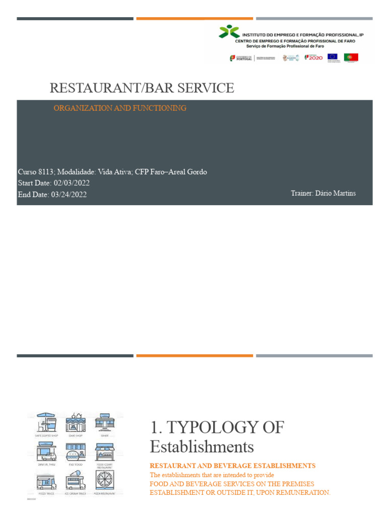 Organization and Operation of The Restaurant & Bar | PDF | Tableware ...