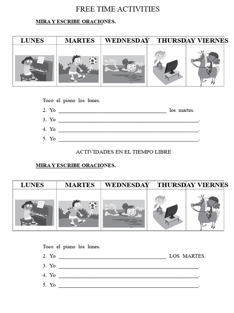 Actividades en el tiempo libre en presente simple | PDF