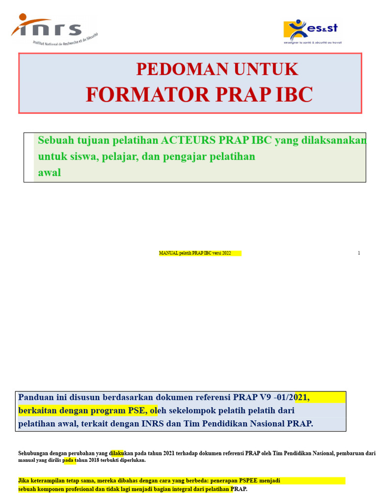 Manual Pelatihan PRAP IBC - September 2022 | PDF