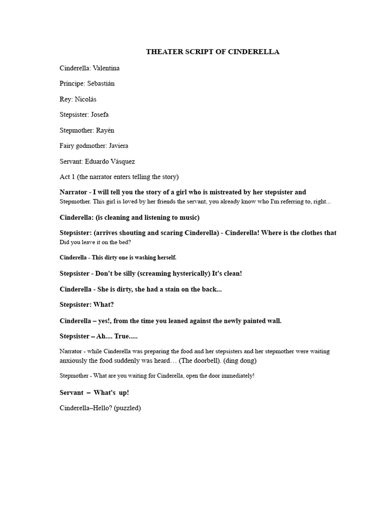 Theatrical Script of Cinderella | PDF | Cinderella | Fairy Tales