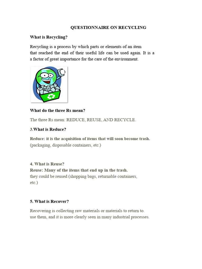 Recycling and the Three Rs Explained | PDF | Waste | Recycling