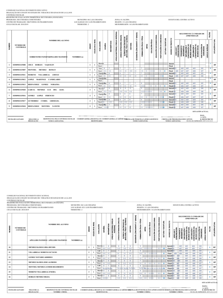 Registro de Avaliação (Trimestral) Os Constituintes Ii PDF | PDF