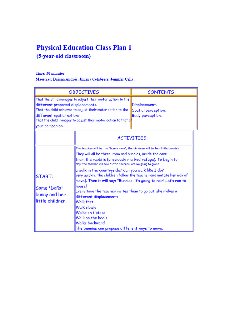 5 Physical Education Lesson Plans! | PDF