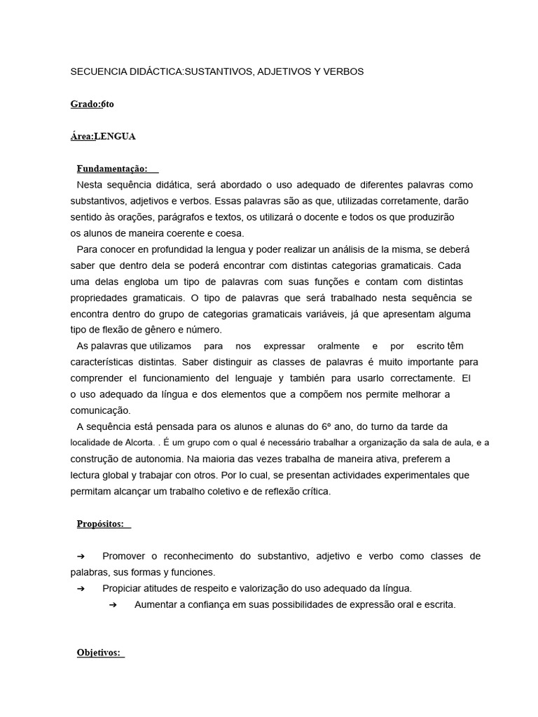 Substantivos, Adjetivos e Verbos | PDF | Palavra | Substantivo