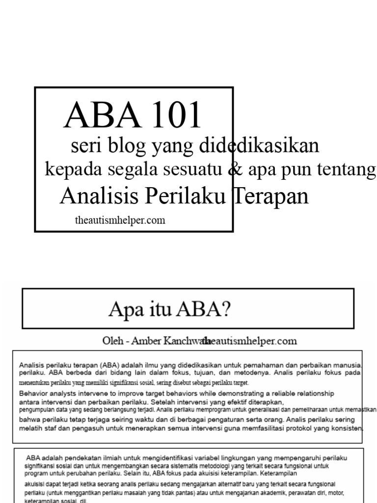 Handout ABA 101 Dari The Autism Helper1 | PDF
