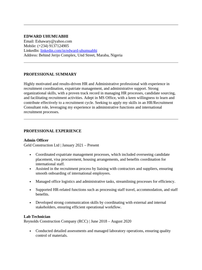 Eddy's CV Trainee Assistant | PDF | Recruitment | Human Resource Management