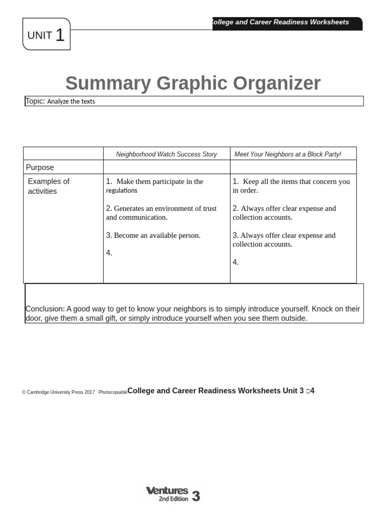 Ventures College and Career Readiness Level 3 All Worksheet (Dragged ...