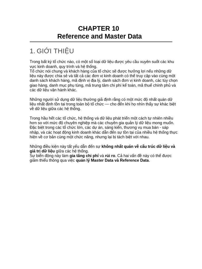 VI Reference Data and Master Data Management | PDF