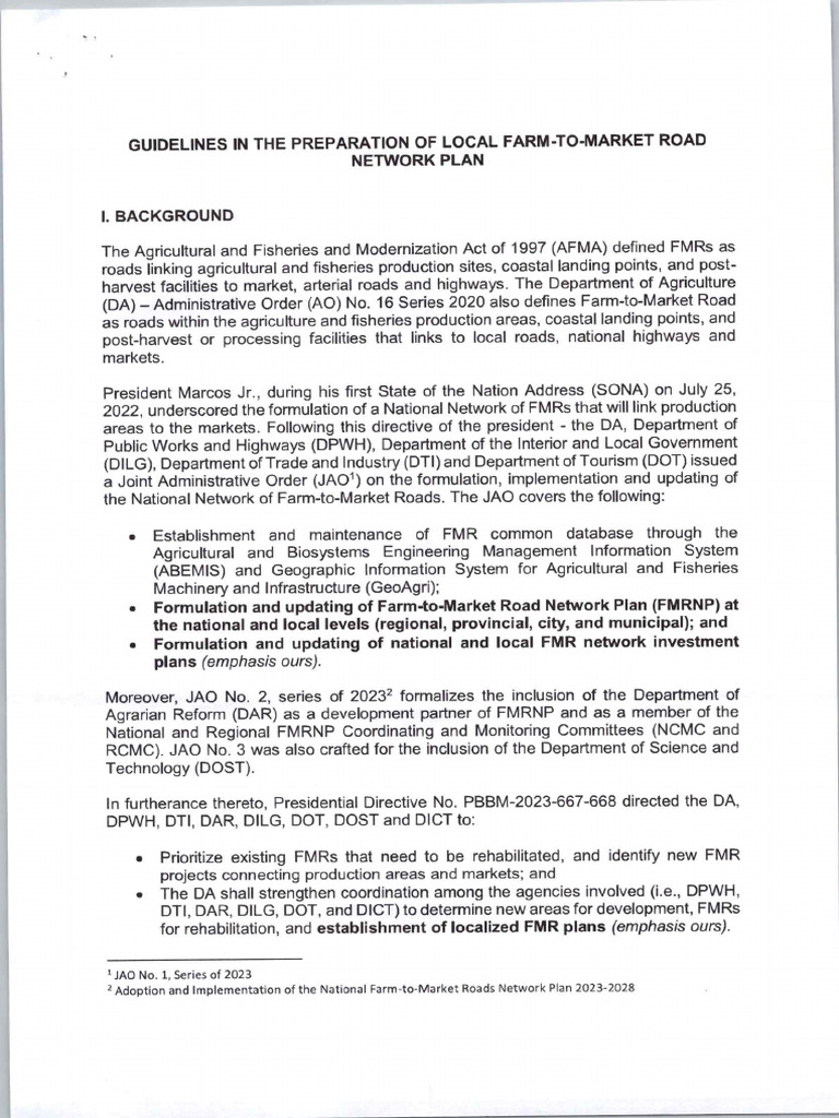 Guidelines in The Preparation of Local FMR Network Plan | PDF