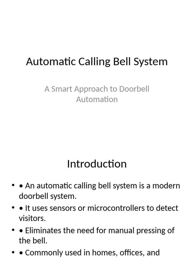 Automatic Calling Bell System | PDF