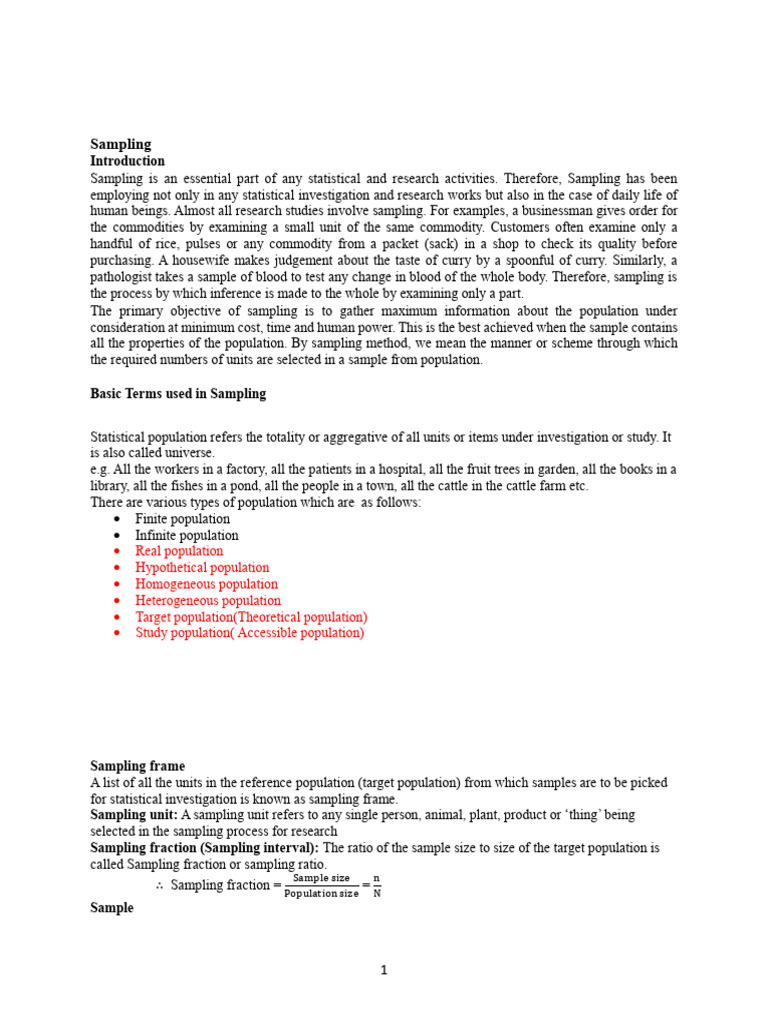 PDF Final BIT Unit 7 Sampling and Sampling Distribution | PDF ...
