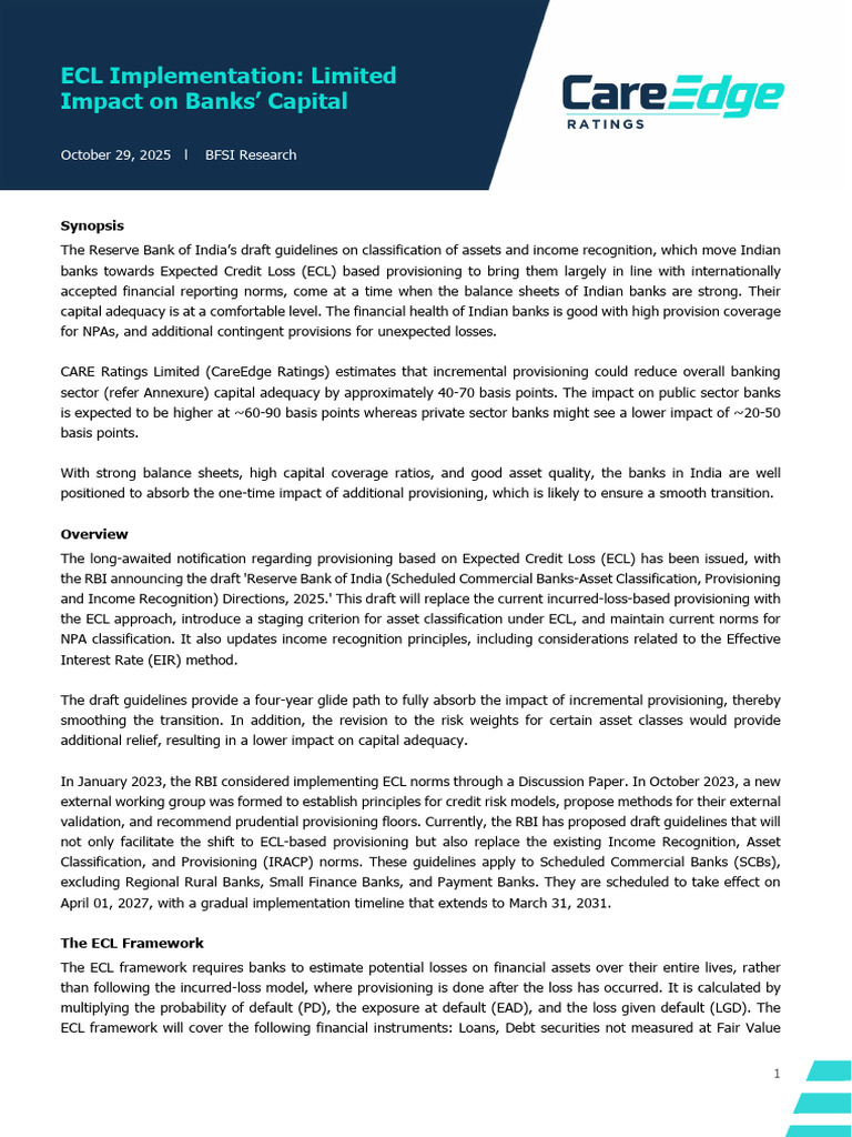 ECL Implementation Limited Impact On Banks Capital | PDF | Capital ...
