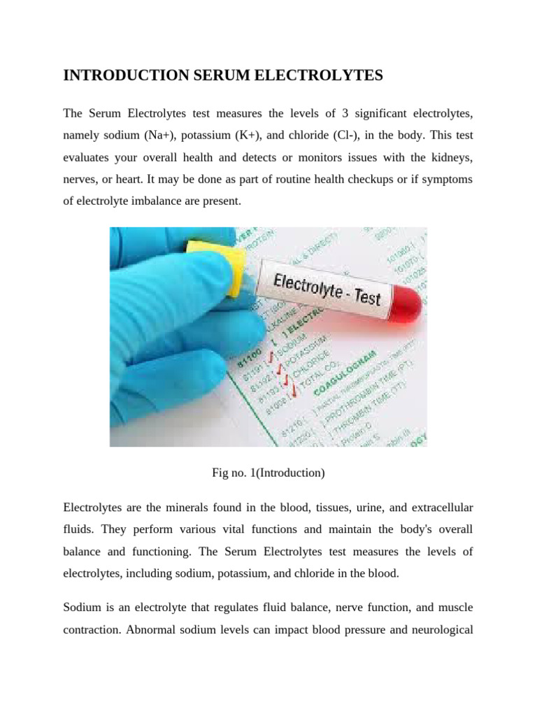 Introduction Serum Electrolytes | PDF | Electrolyte | Dehydration