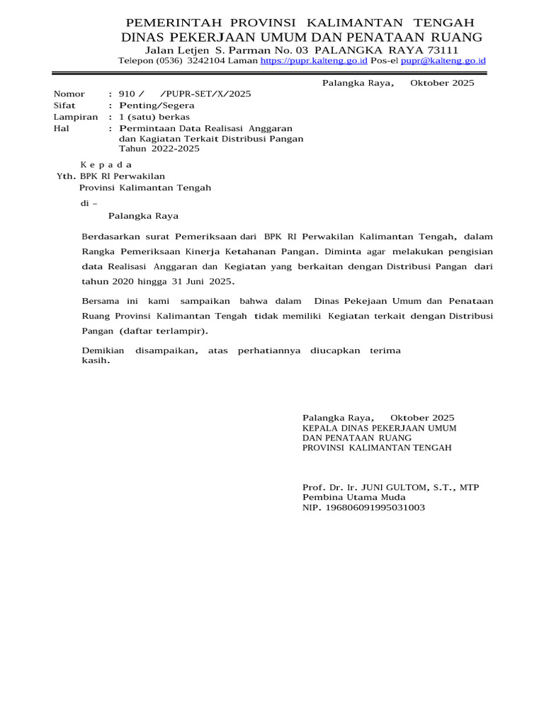 Permintaan Data Anggaran Pangan 2022-2025 | PDF