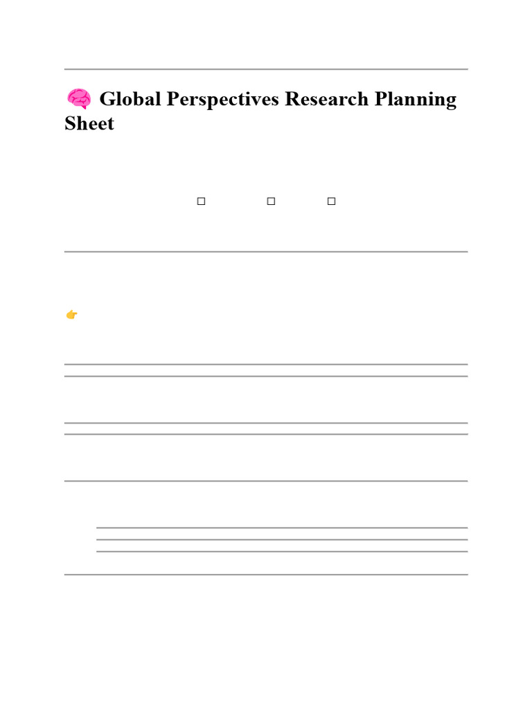 ? Global Perspectives Research Planning Sheet | PDF