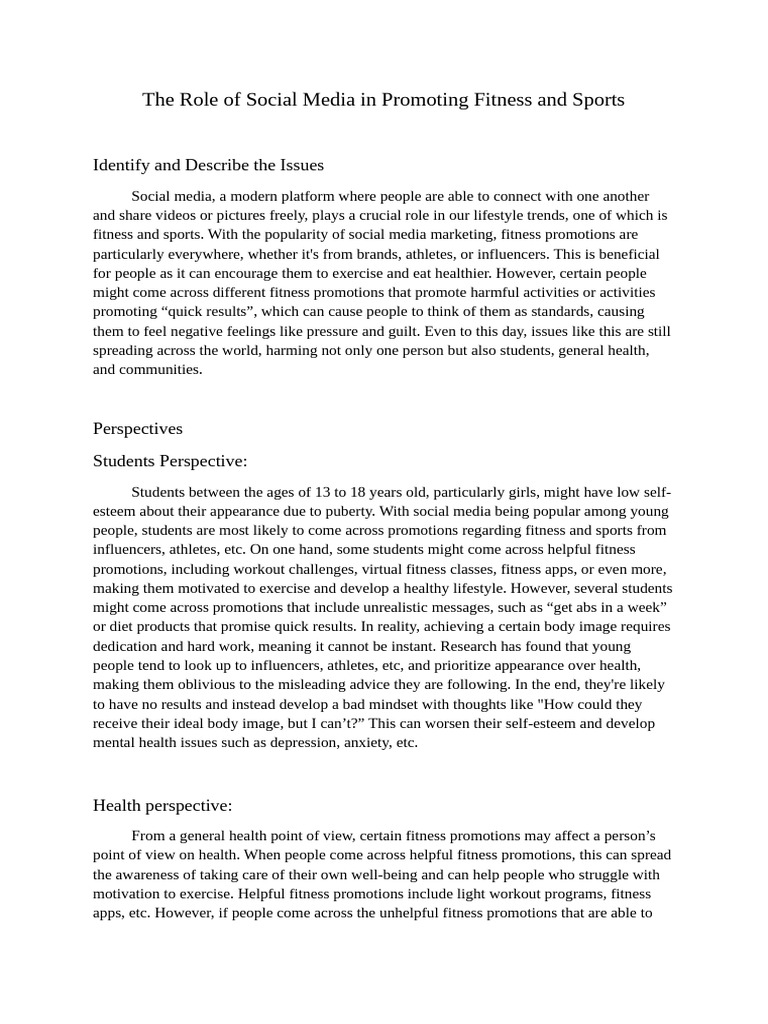The Role of Social Media in Promoting Fitness and Sports | PDF ...