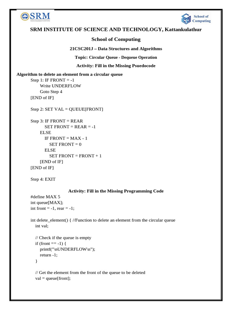 SRM Institute of Science and Technology, Kattankulathur School of ...