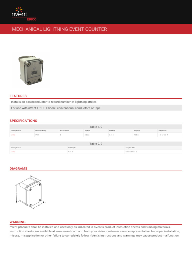 Mechanical Lightning Event Counter Specs | PDF